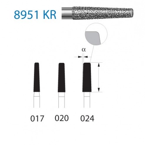 8951KR.314 Flat Conical Diamond Burs FG (5 pcs.) - KOMET