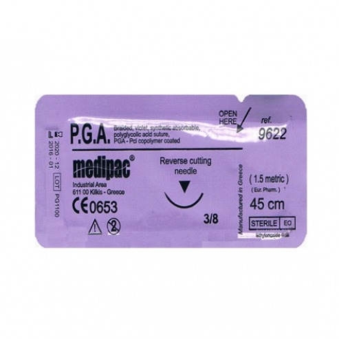 PGA sutures 3/8 12mm 6/0 45 cm - MEDIPAC