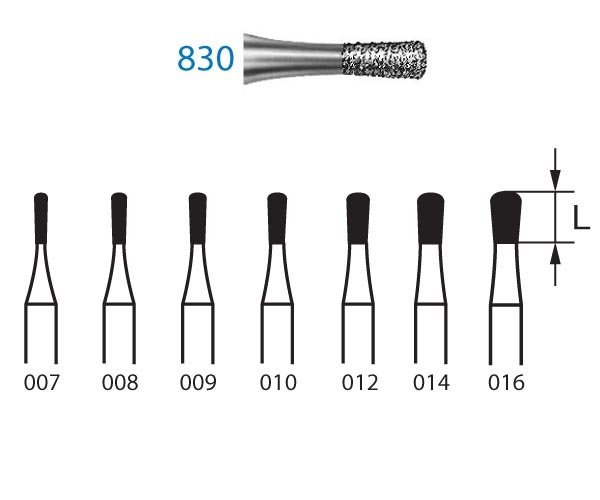 Diamond bur 830 Pear F.G. (5pcs.) - KOMET