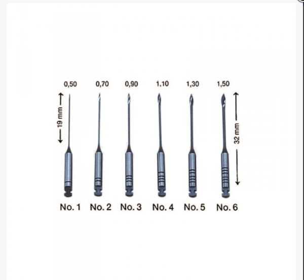 Gates 32 mm burs: Spreaders (6 pcs) - MAILLEFER