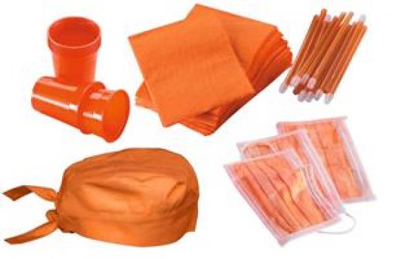MINIKIT MONOART 4 ORANGE PRODUCTS (500 napkins-bib, 500 plastic cups ...