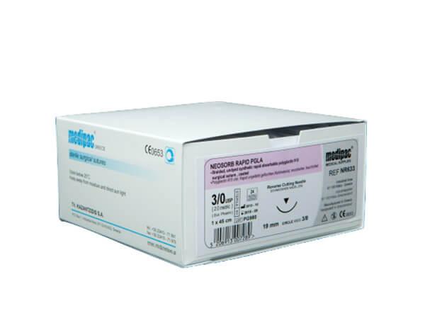 NEOSORB rapid PGLA sutures 3/8 19mm 45 cm - MEDIPAC