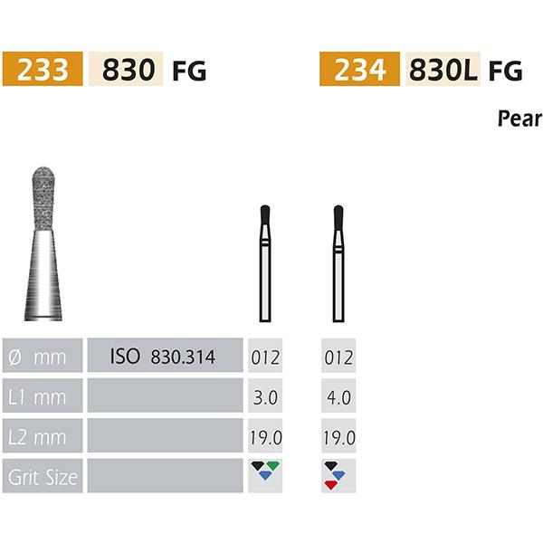 830 Diamond bur FG turbine (5u.) - Bader