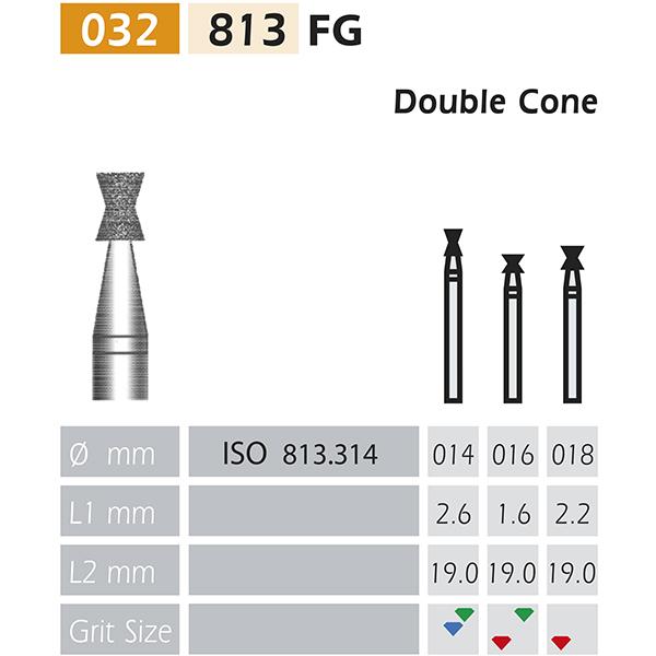 Diamond burs 813 Double inverted cone FG tubina (5u.) - Bader