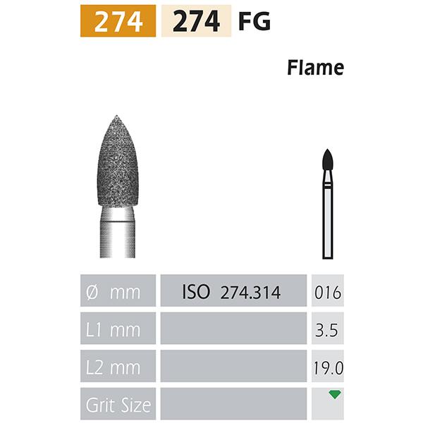 274 Flame - FG Turbine Diamond Burs (5u.) - Bader
